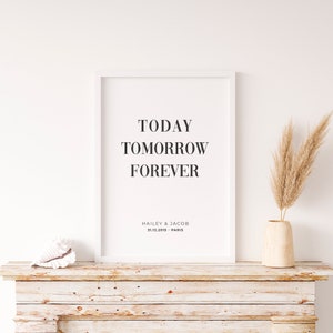 Custom Wall Decor, Custom Couples Printable, Today Tomorrow Forever ...