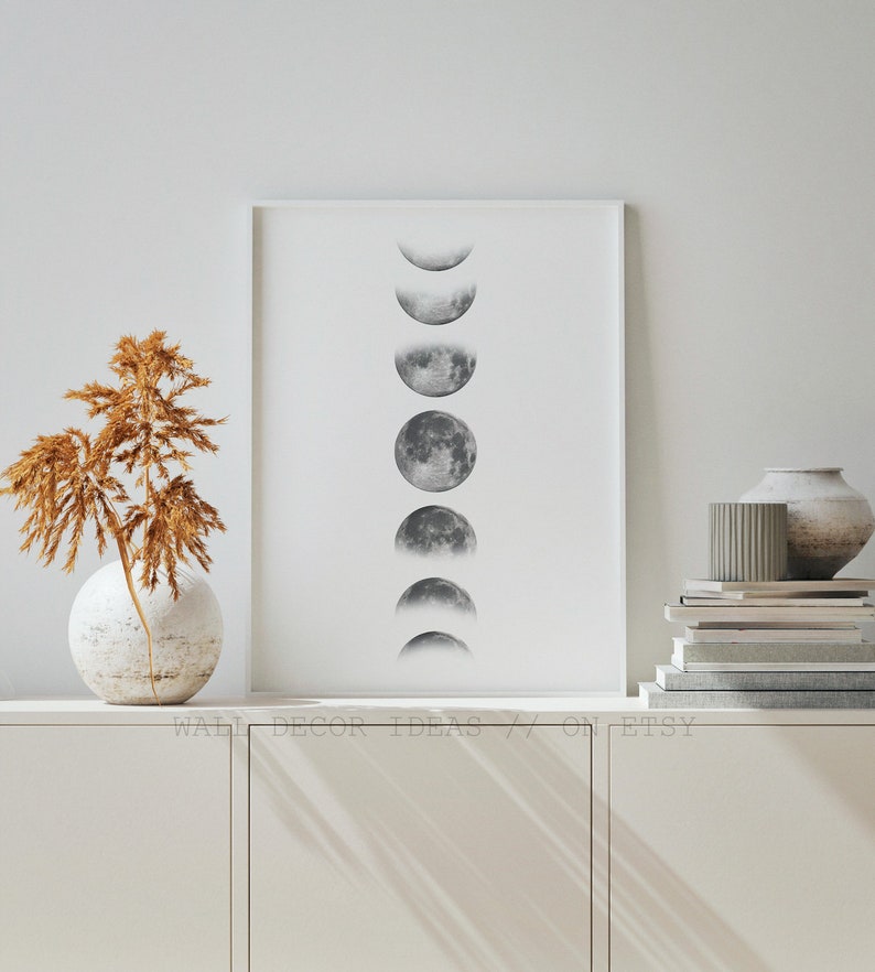 Moon Print Phases of the Moon Moon Wall Art Moon Phases | Etsy