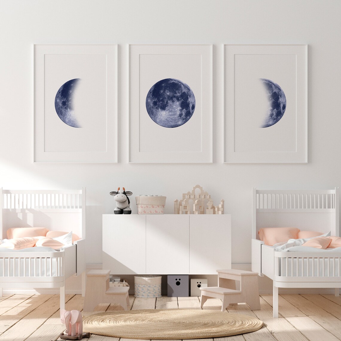 Moon Bedroom Decor, Set of 3 Printable Wall Art, Bedroom Wall Decor ...