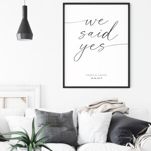 CUSTOM WEDDING PRINT, We Said Yes Print, Custom Engagement Gift ...