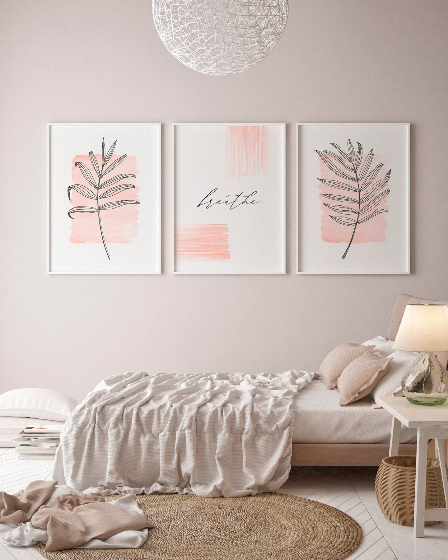 Minimal Line Art, Bedroom Wall Art Printable, Bedroom Decor, Botanical ...