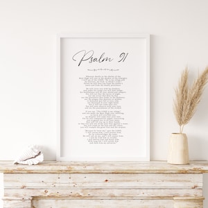 Psalm 91 Print, Scripture Wall Decor, Bible Verse Print, Religious Wall ...
