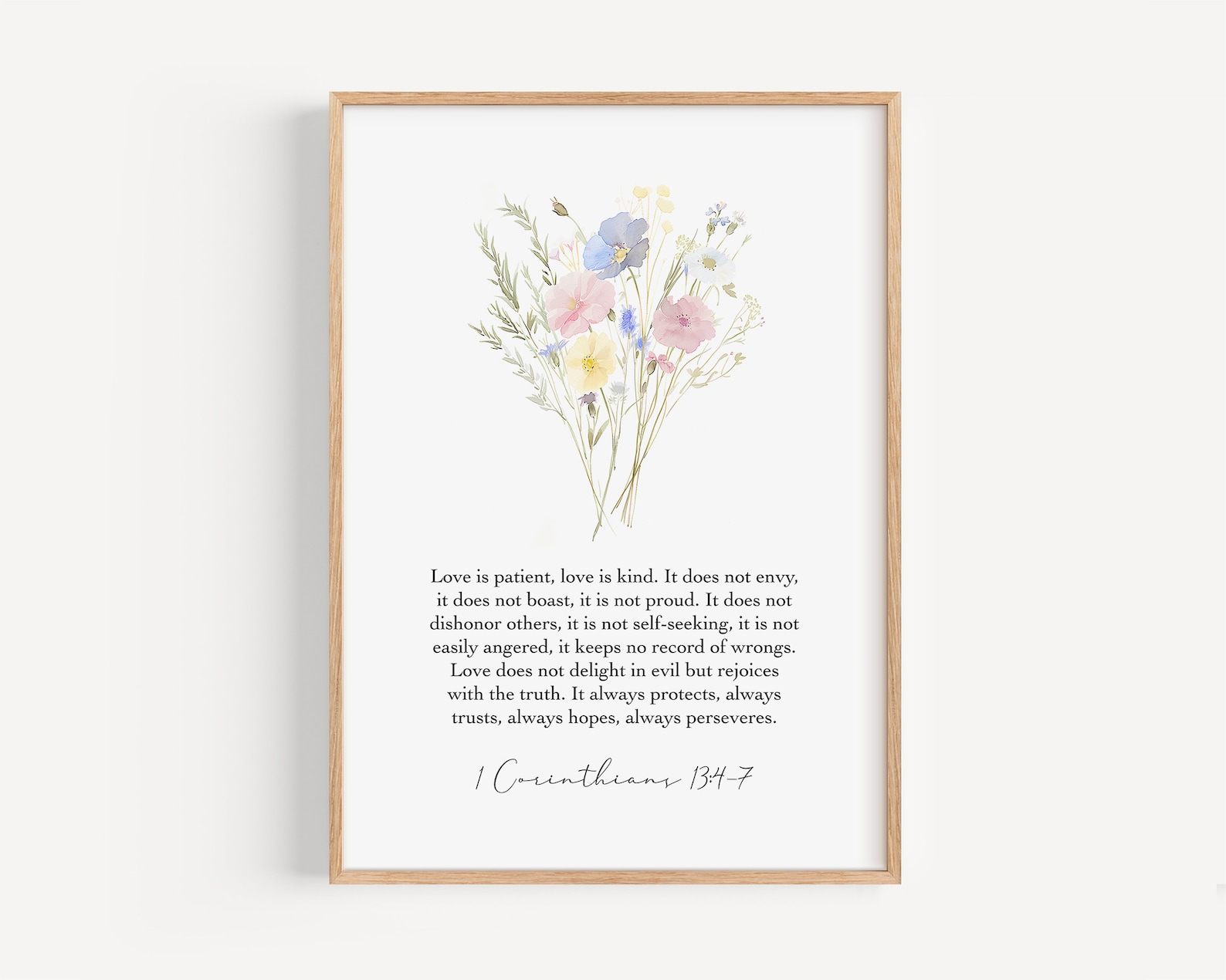Printable Art 1 Corinthians 13:4-7 | Love Bible Verse | Christian Wall ...