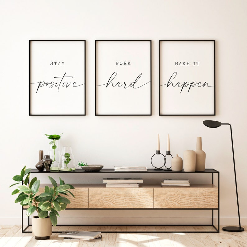 Stay Positive Work Hard Make It Happen Office Wall Decor - Etsy