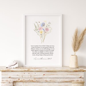 Printable Art 1 Corinthians 13:4-7 | Love Bible Verse | Christian Wall ...