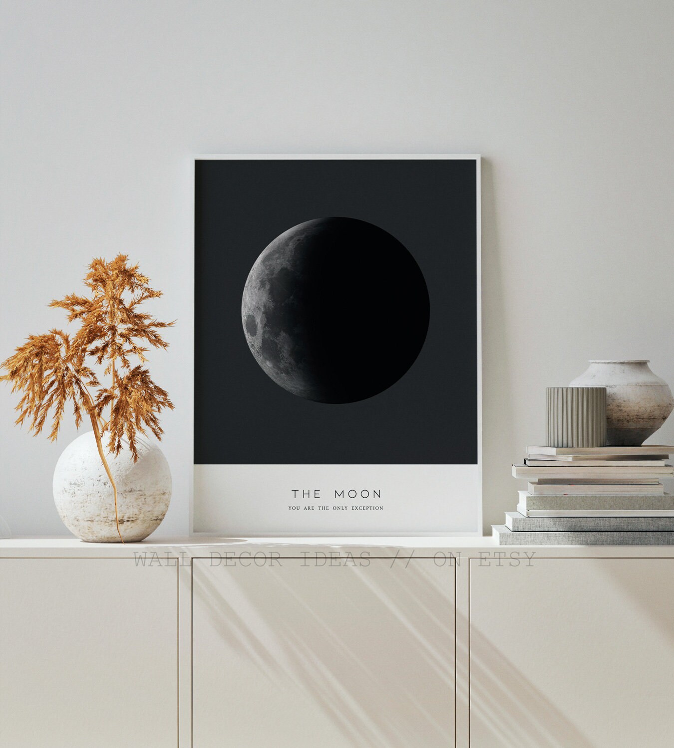 Waning Crescent Moon Print Moon Cycle Wall art Moon Phase | Etsy