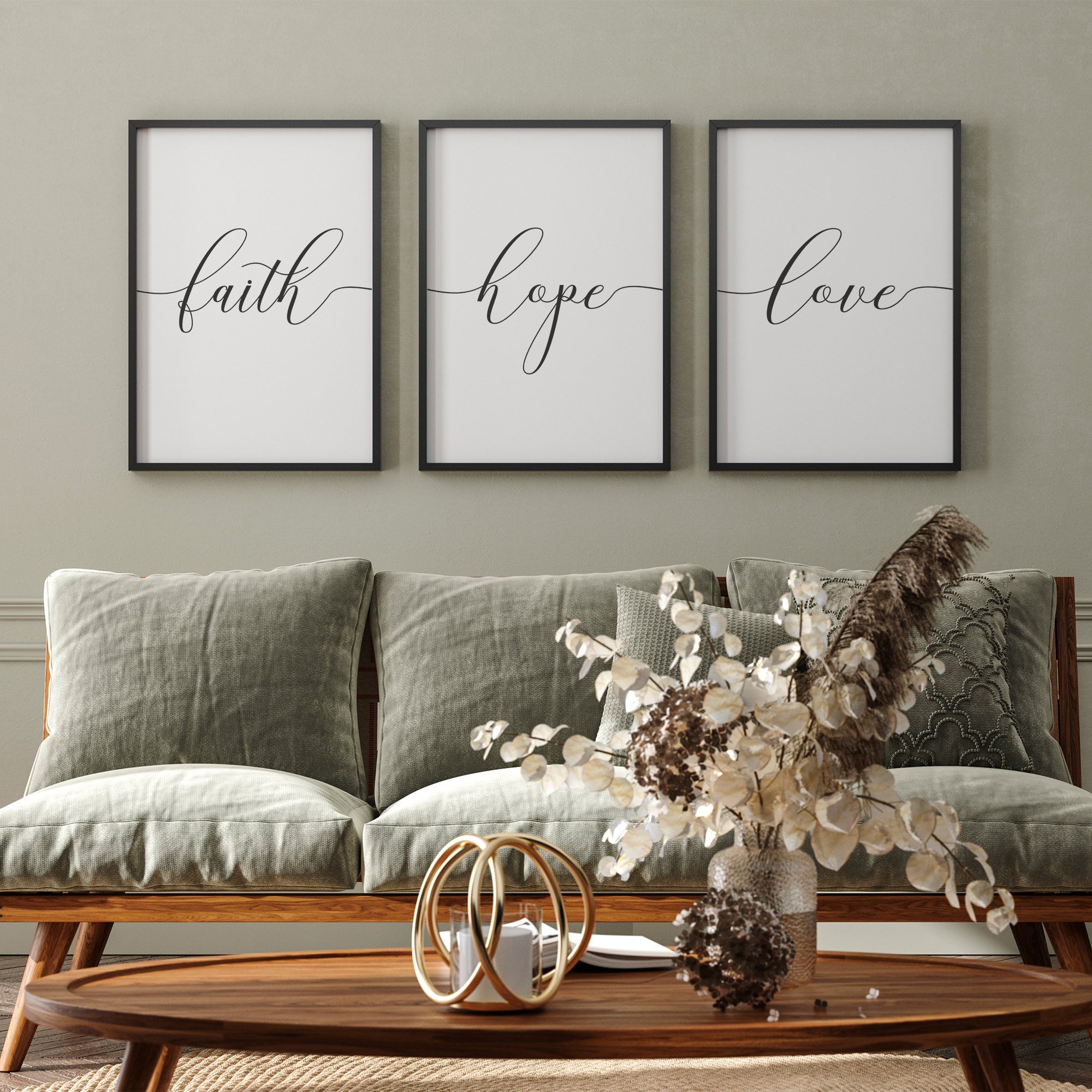 Faith Hope Love Print Set of 3 Wall Art Christian Wall | Etsy