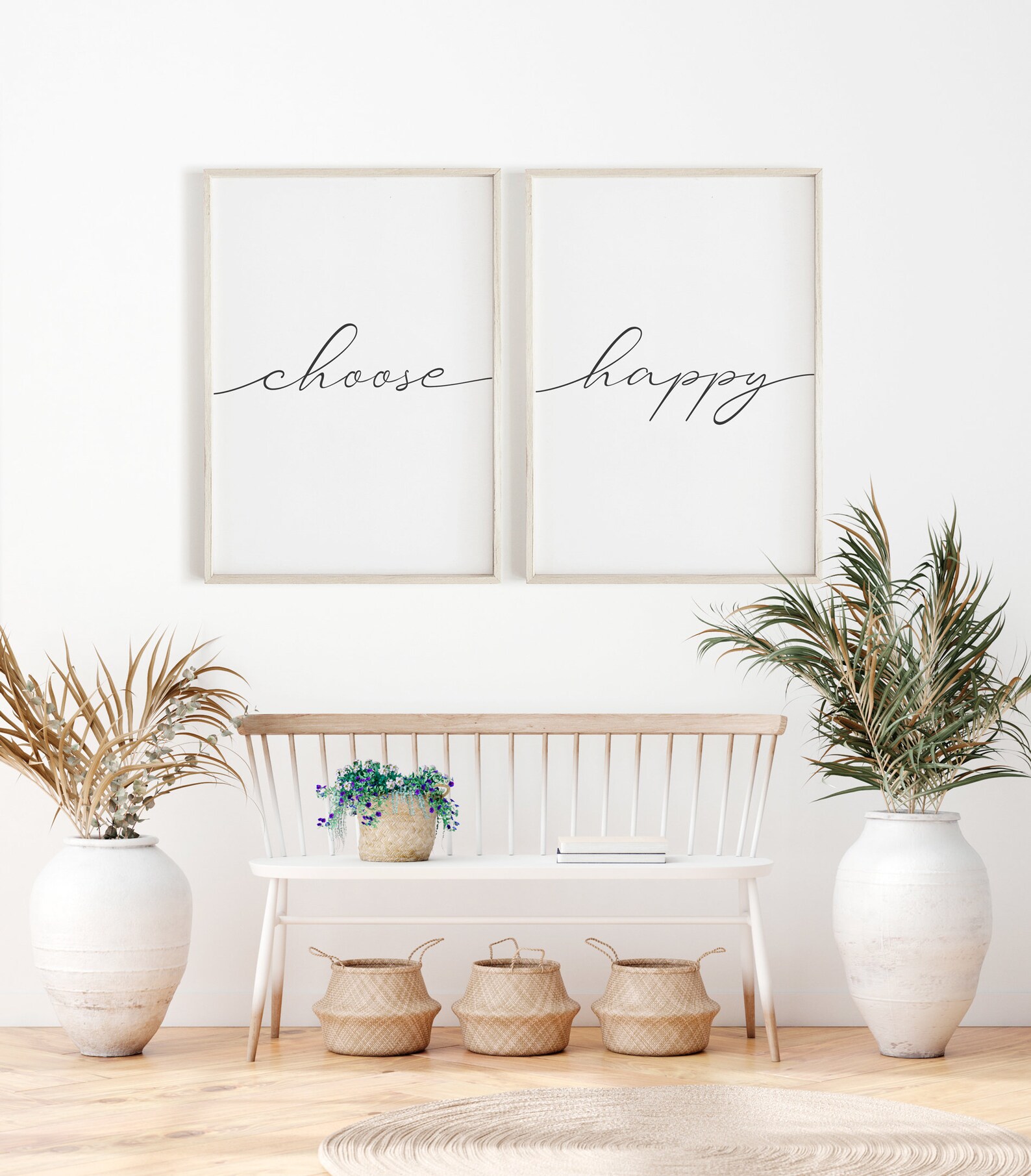 Choose Happy Sign, Printable Quotes, Set of 2 Wall Art, Above Couch ...