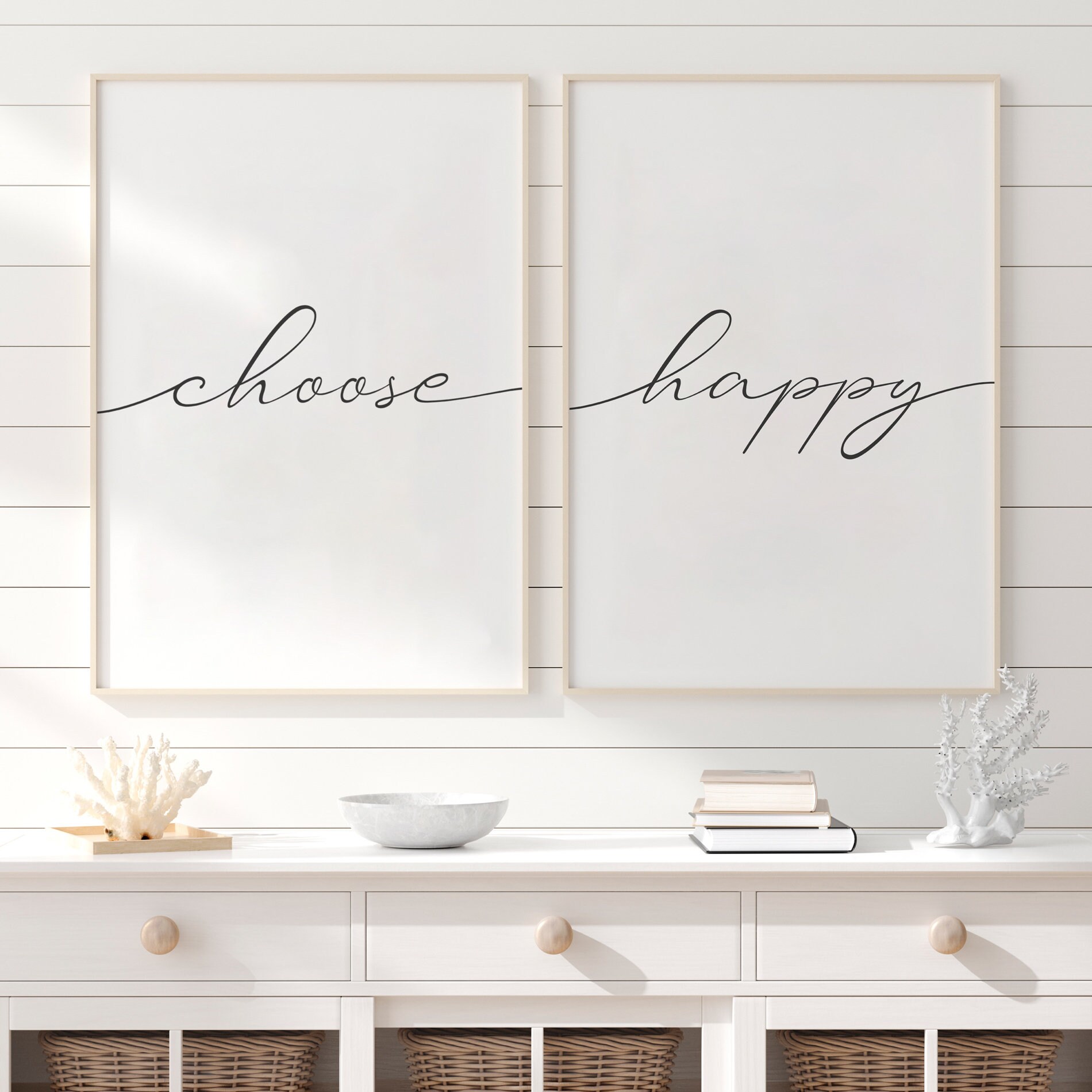 Choose Happy Sign Printable Quotes Set of 2 Wall Art Above | Etsy