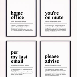 Funny Office Prints, Office Wall Art, Set of 8 Printable Office, Office ...