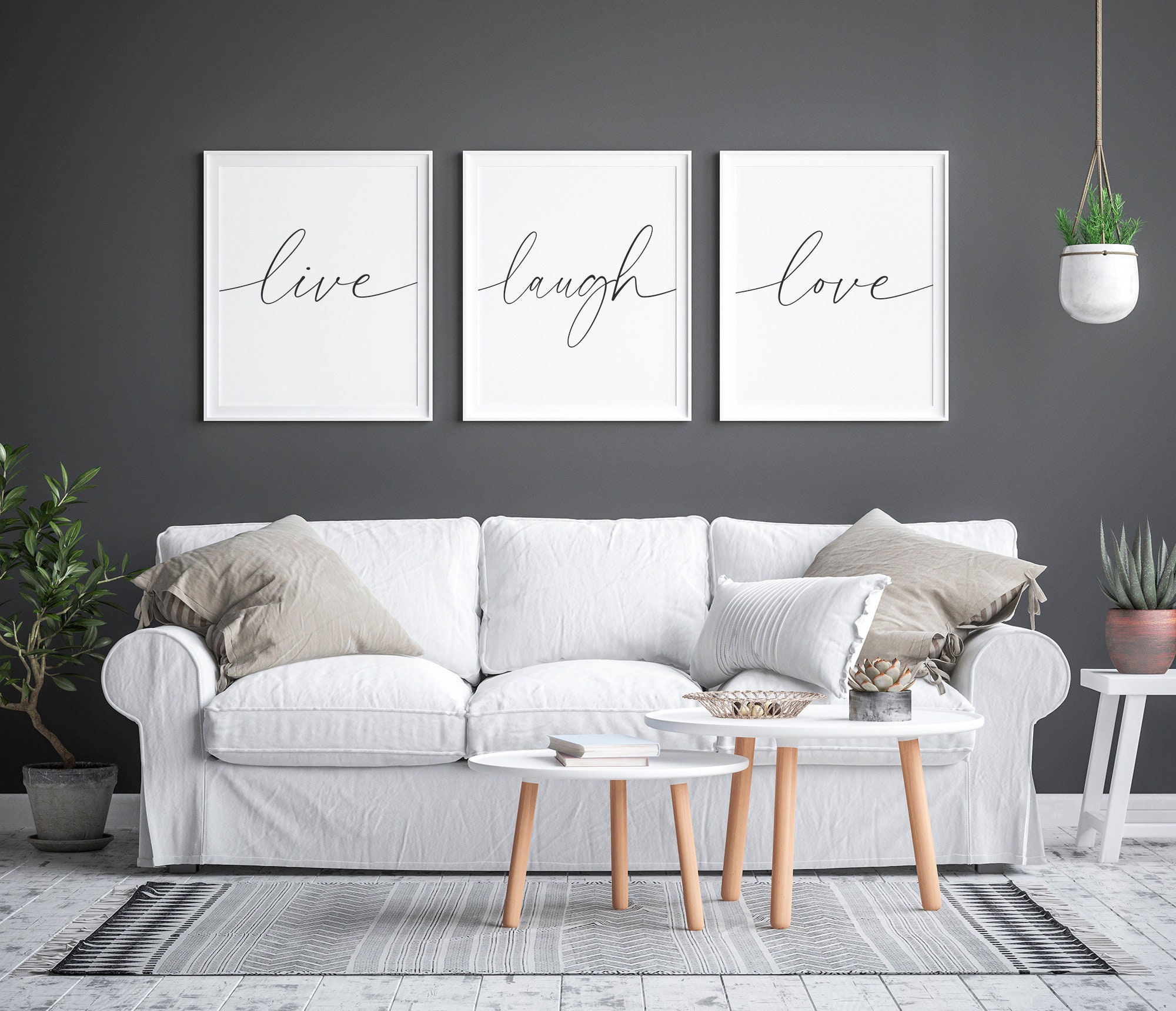 Live Laugh Love Sign Set of 3 Posters Minimal Decor Black - Etsy