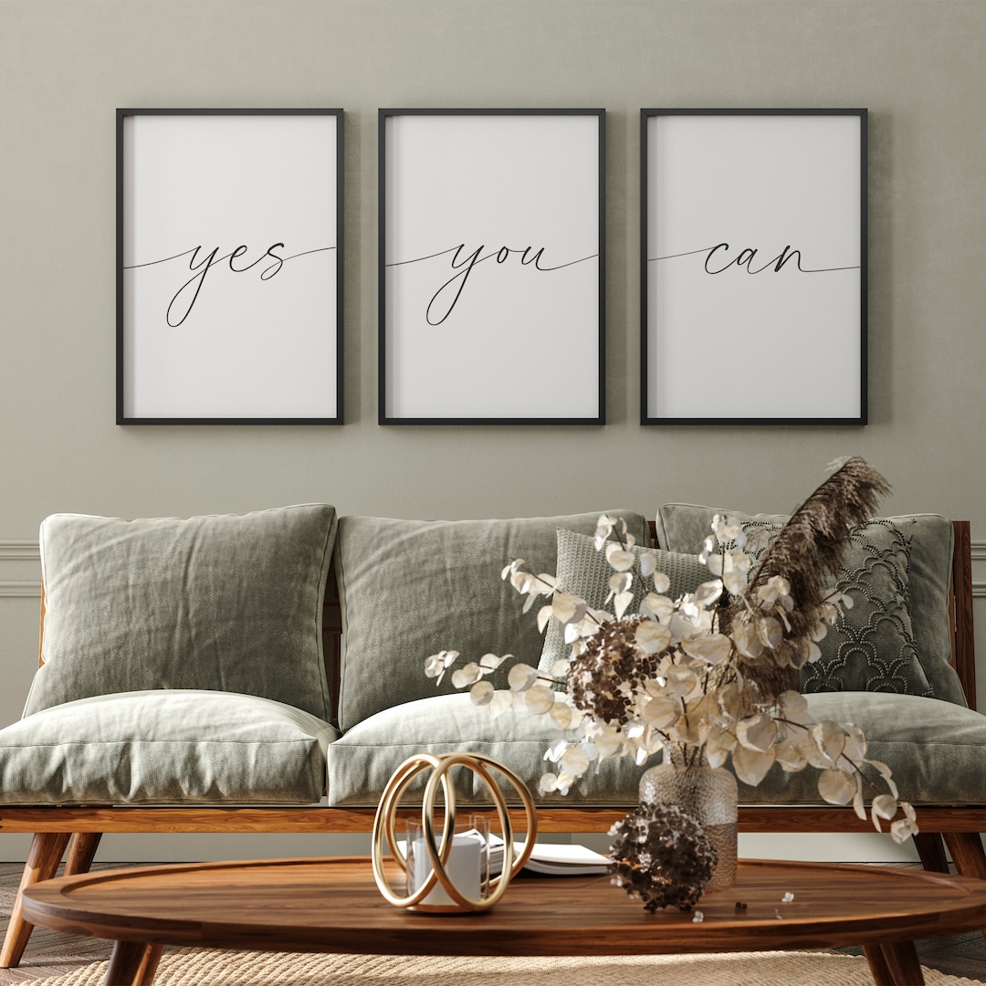 Yes You Can Print, Printable Set of 3, Motivational Signs, Office Wall ...