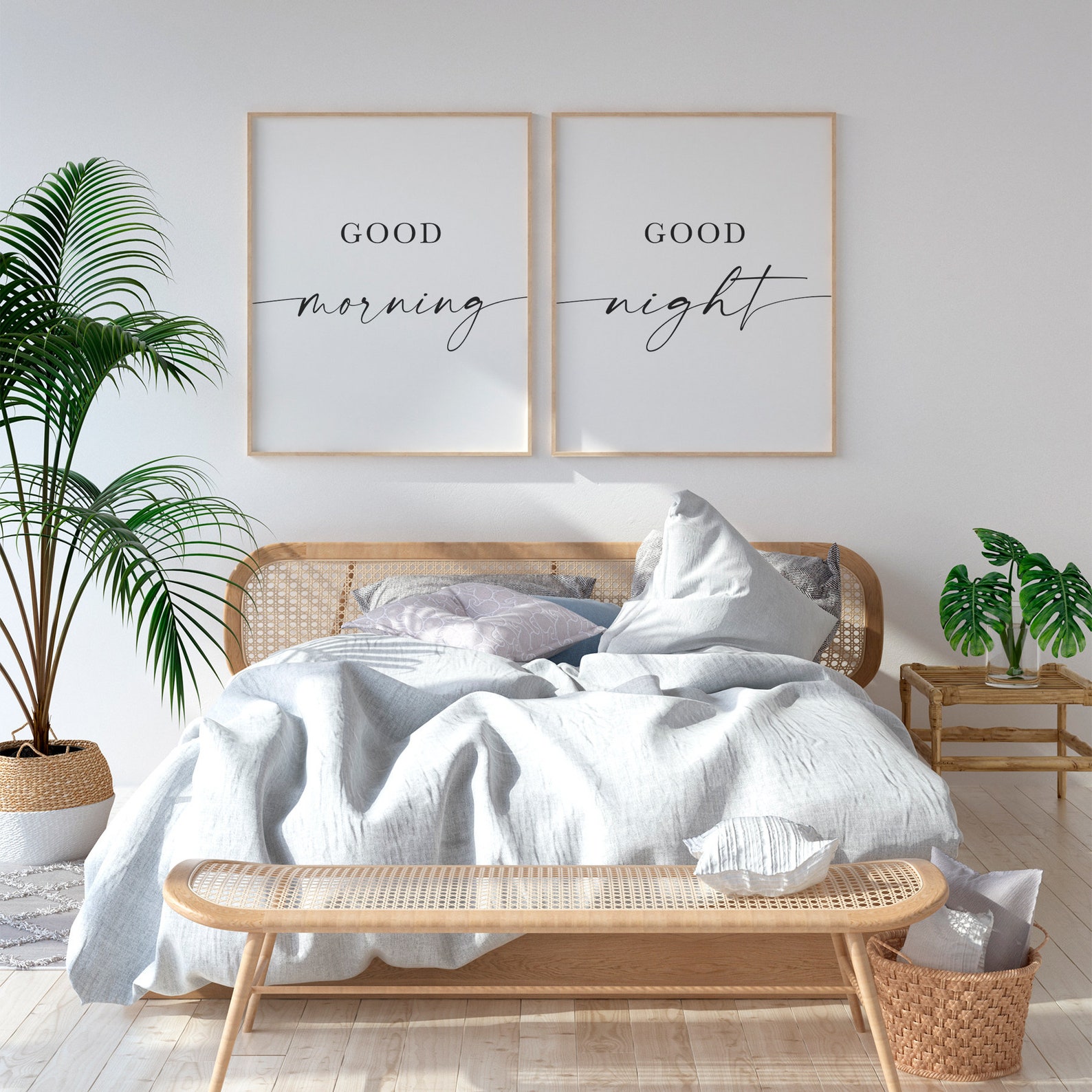 Wall Decor Bedroom Printable, Good Morning Good Night Sign, Women ...