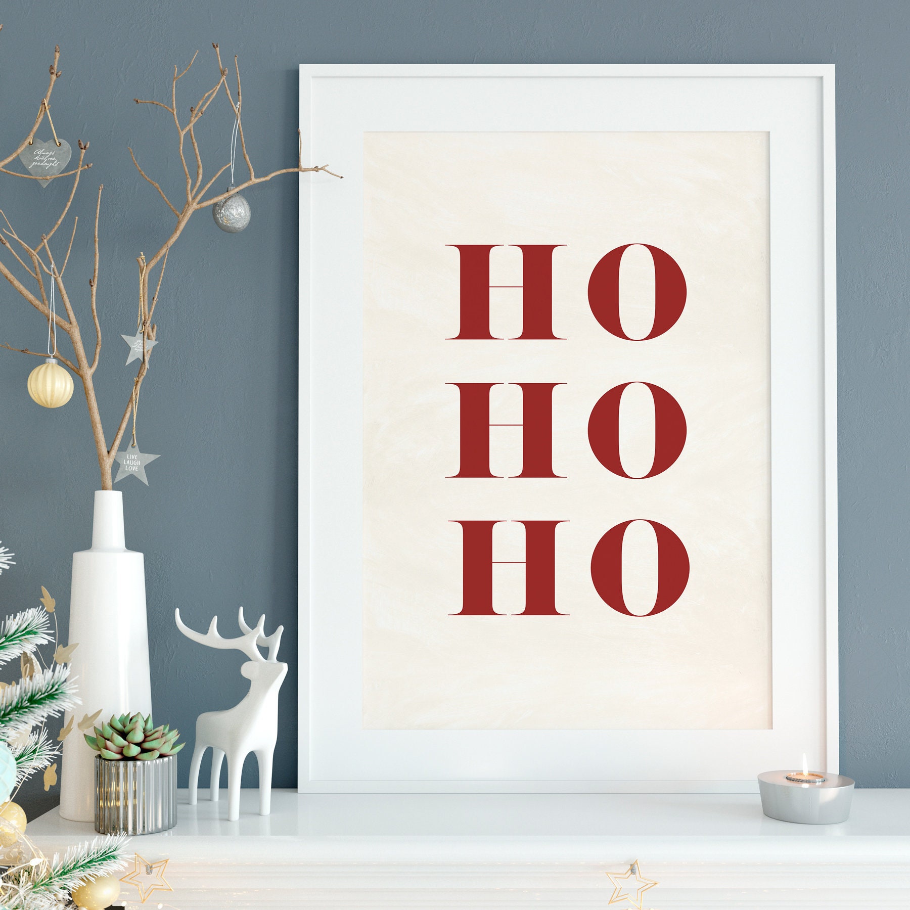 HO HO HO Print Christmas Printable Festive Prints Christmas | Etsy