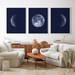 Moon Decor Bedroom Printable Art Set of 3 Moon Phases Moon - Etsy