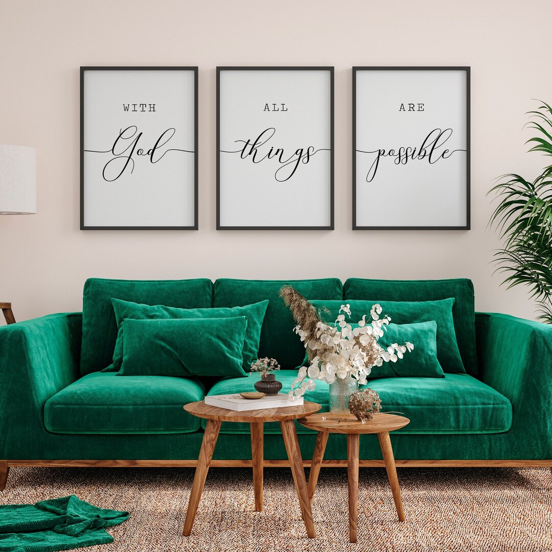 Scripture Wall Decor, Bible Verse Print, With God All Things Are ...
