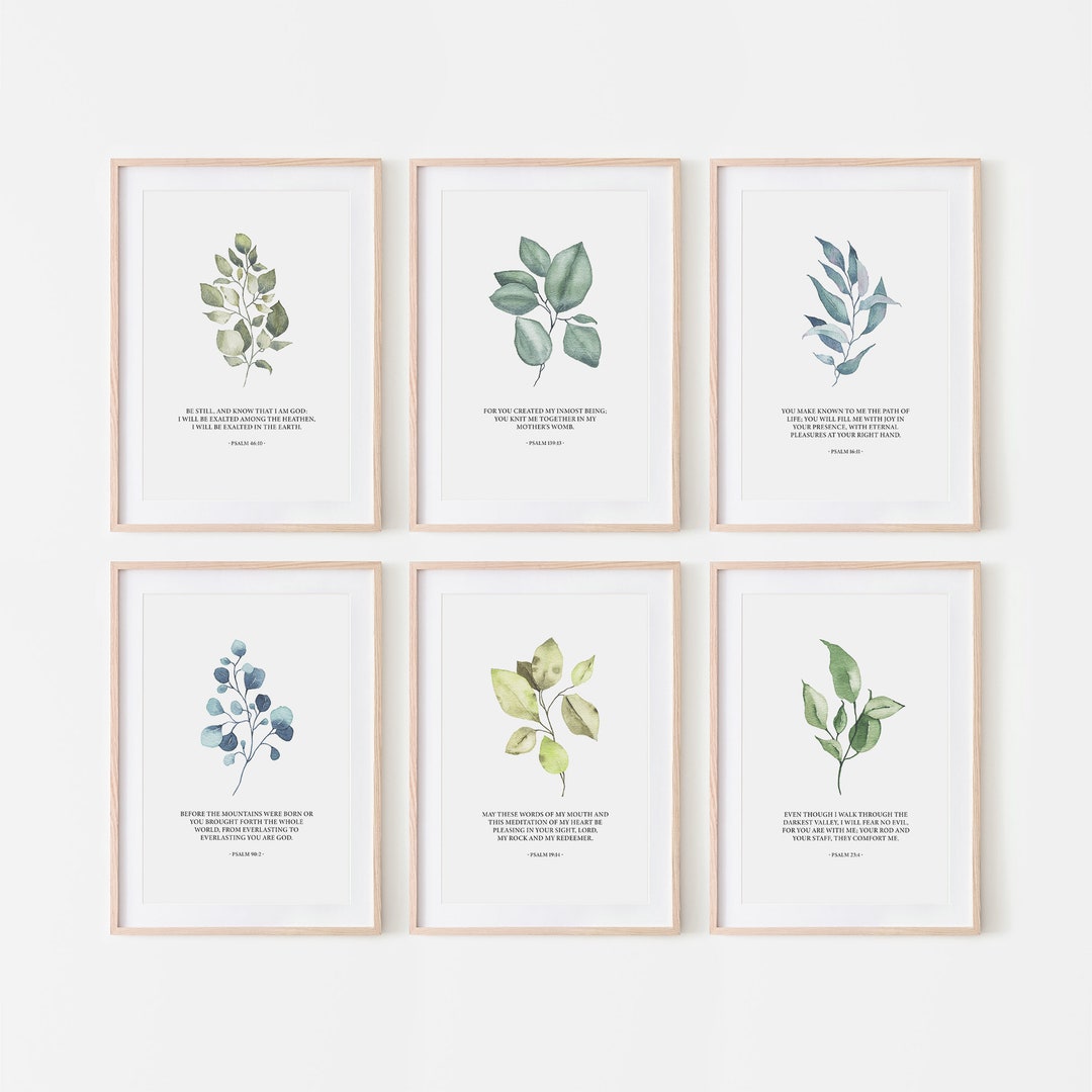 Bible Verse Wall Decor, Psalms Set of 6, Bible Wall Art, Scripture Art ...
