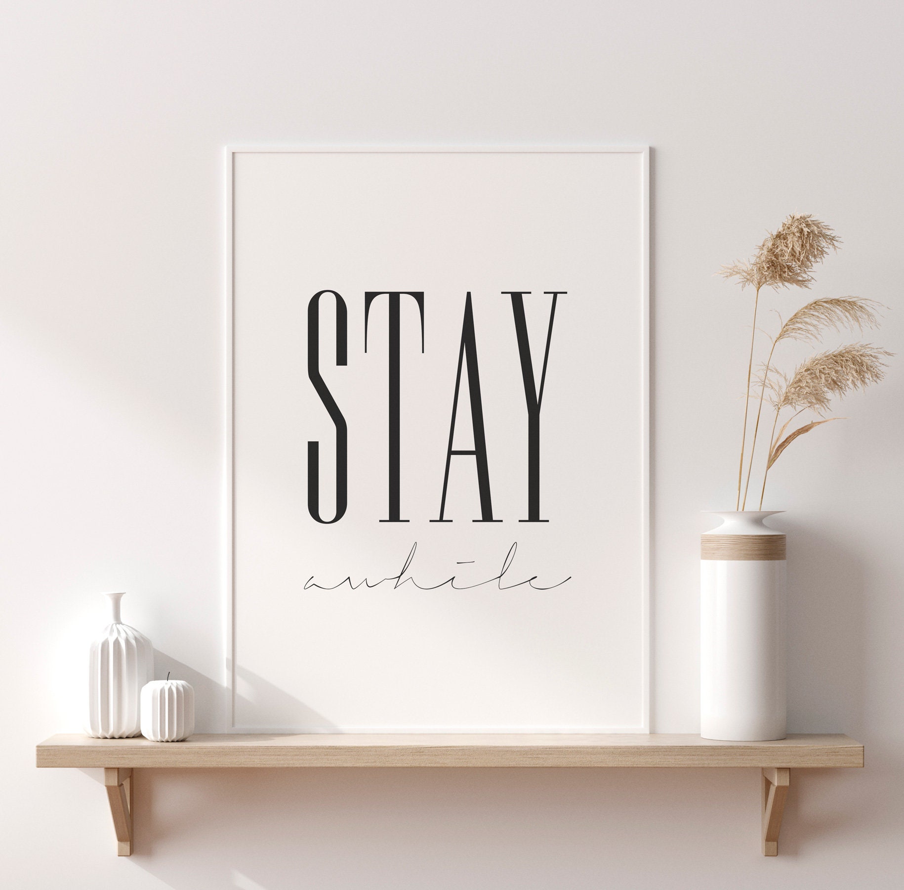 Stay Awhile Printable Stay Awhile Wall Art Guest Room | Etsy