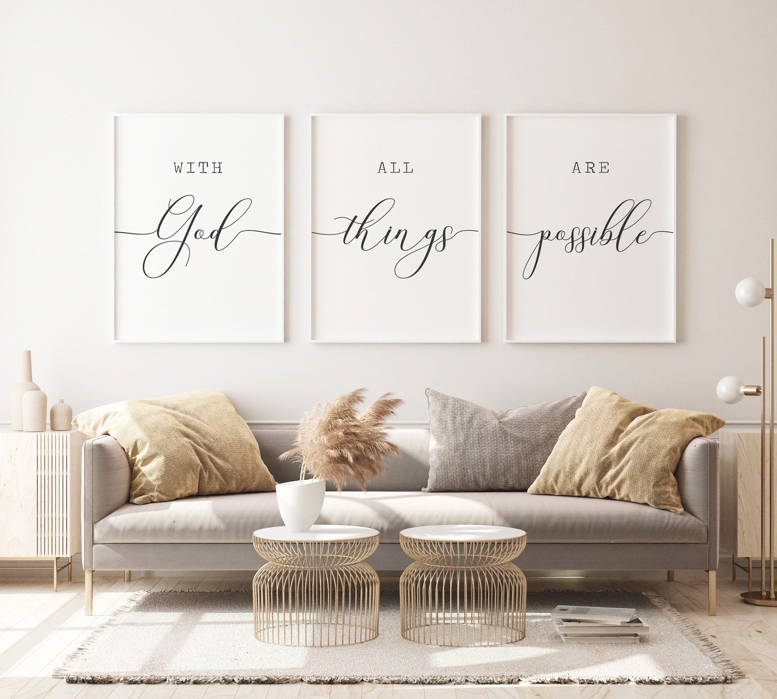 Scripture Wall Decor Bible Verse Print With God All Things - Etsy