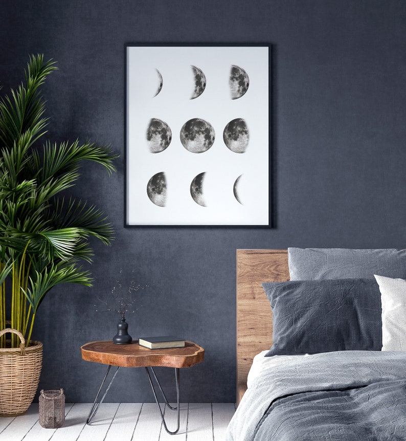 Moon Printable Art Moon Phases Print Moon Phase Wall Art | Etsy