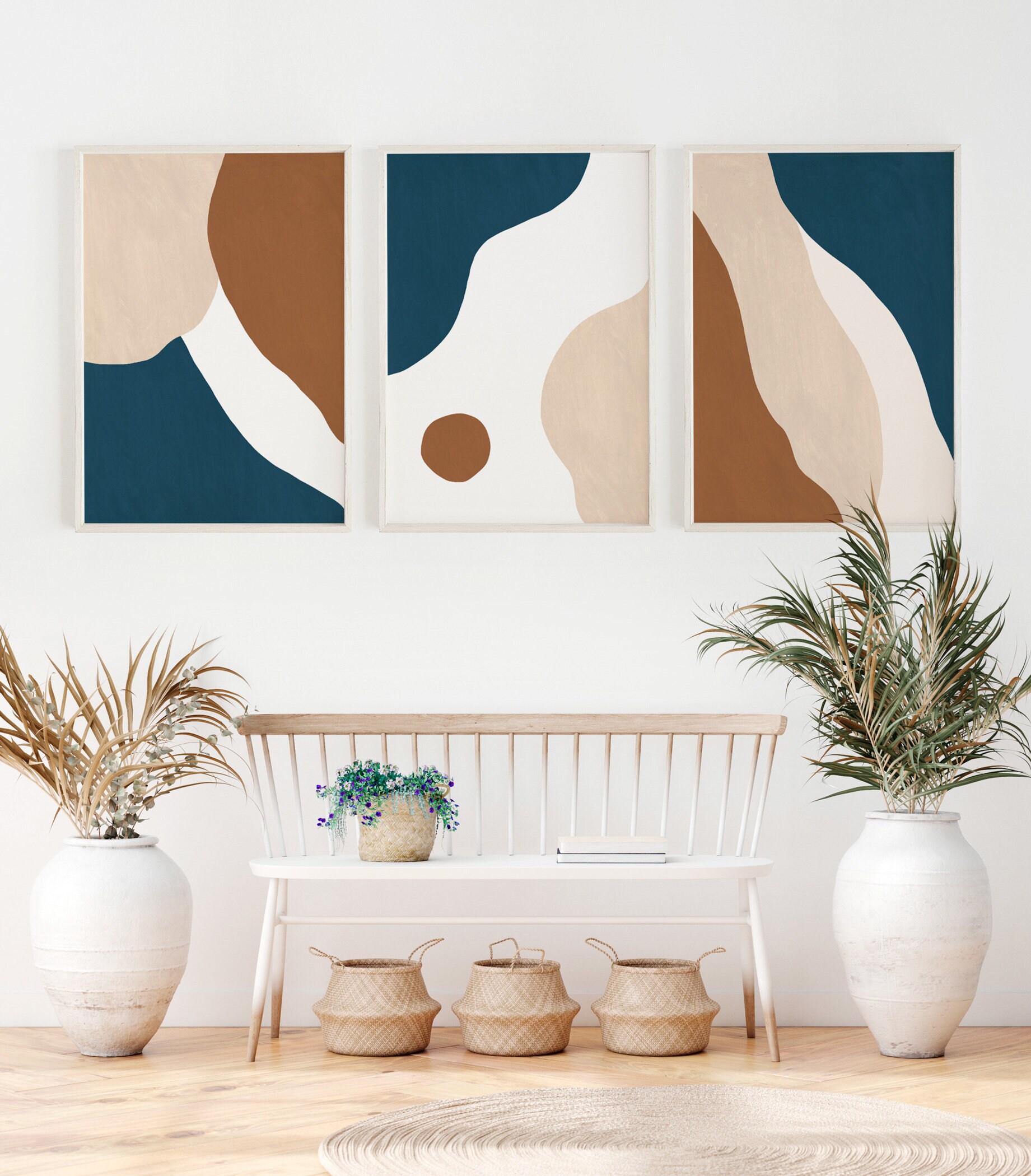 Abstract Shapes Set of 3 Prints,modern Abstract Print, Shapes Wall Art ...