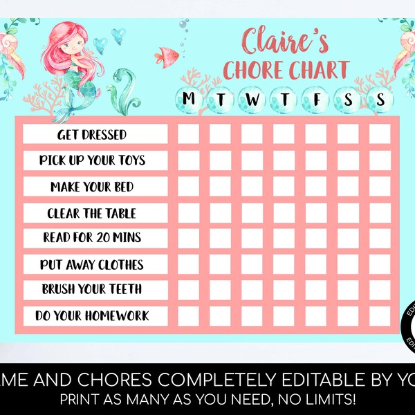 Kids Chore Chart - Etsy