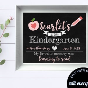 Last Day of School Sign Back to School Chalkboard Any Grade Editable ...
