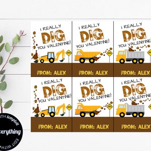 Dump Truck Valentines Cards Editable Personalized Construction Truck ...