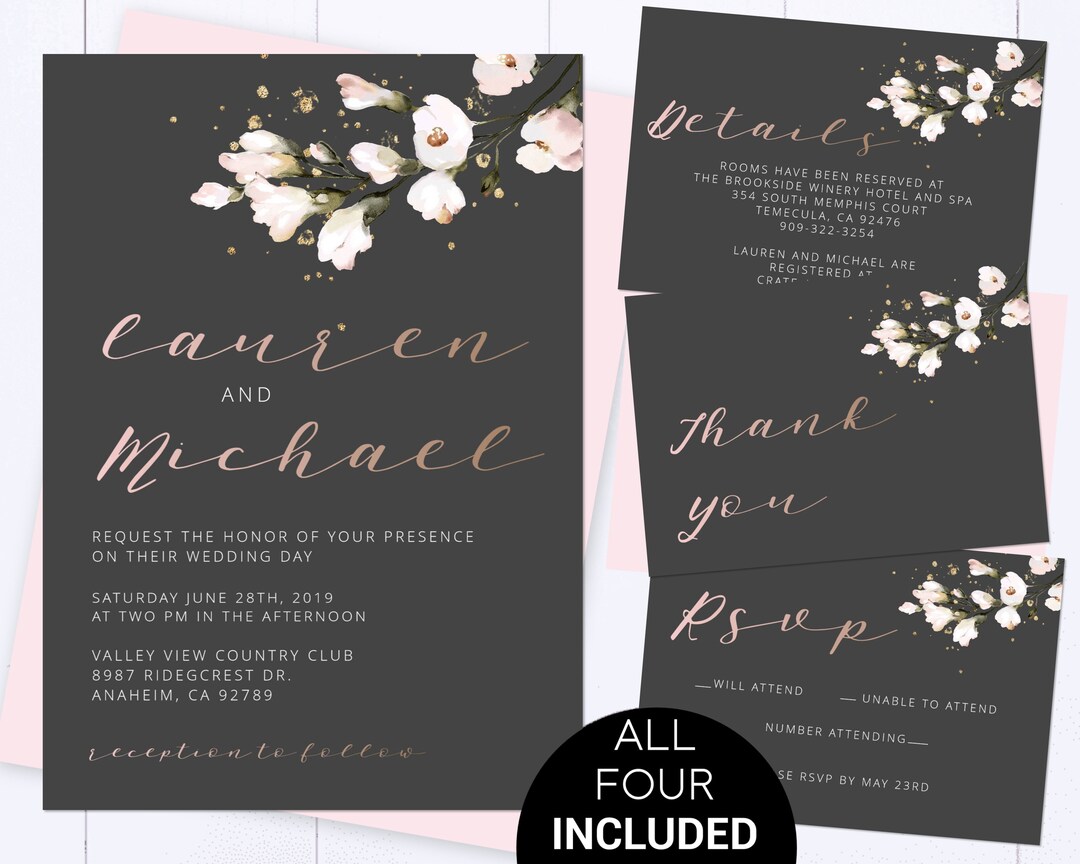Floral Wedding Invitation Printable Floral Wedding Invitations Elegant ...