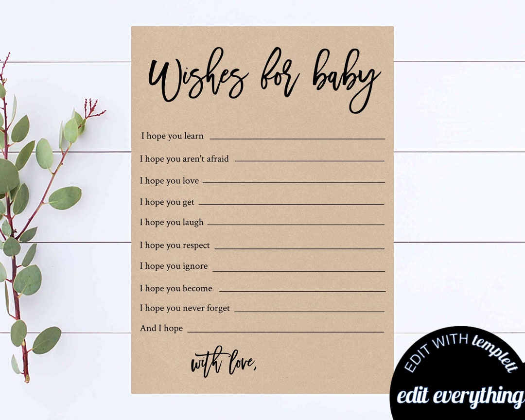 Wishes for Baby Shower Game Wishes for Baby Game Printable Shower Game ...
