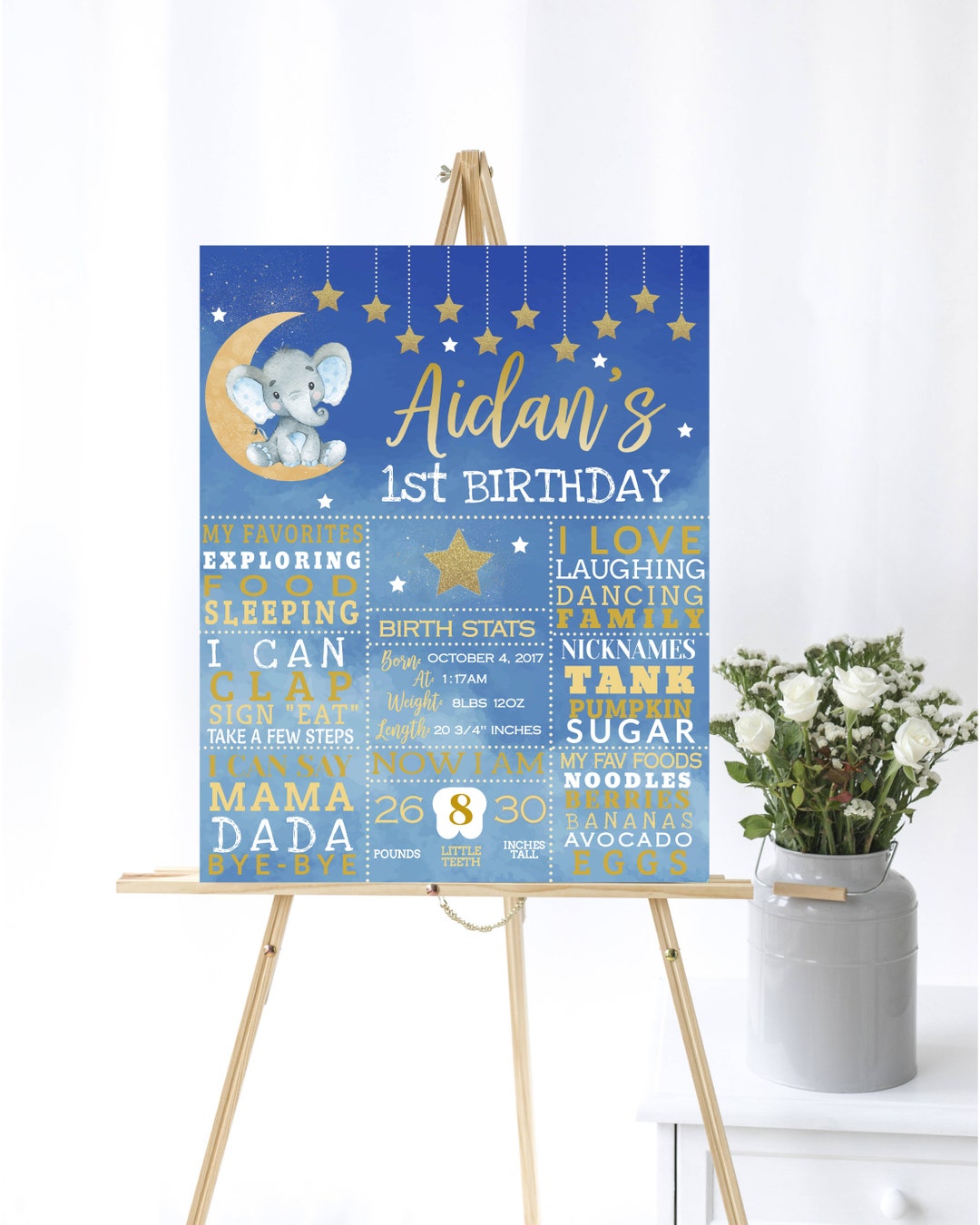 Twinkle Twinkle Little Star Birthday Milestone Sign Elephant Milestone ...