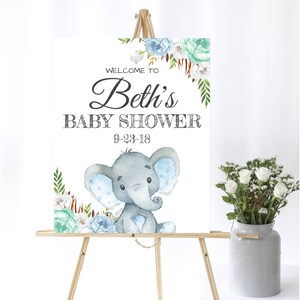 Blue Elephant Baby Shower Welcome Sign Baby Welcome Sign Blue - Etsy