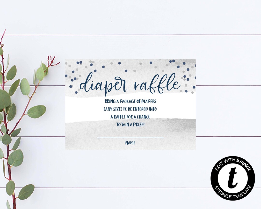 Blue Diaper Raffle Baby Shower Ticket A Baby Sprinkle Diaper Raffle ...