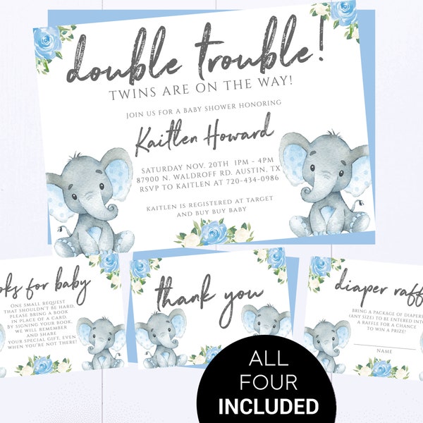 Double Baby Shower Invitations - Etsy