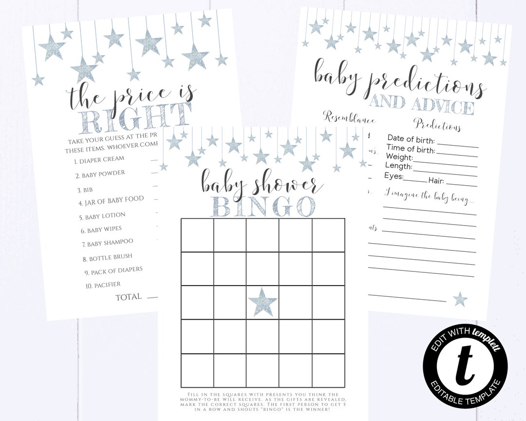 Twinkle Twinkle Little Star Shower Games Printable Blue Baby Shower ...