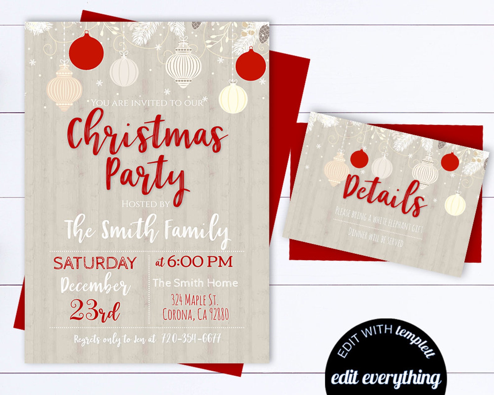 Christmas Party Invitation Template Holiday Party Editable - Etsy