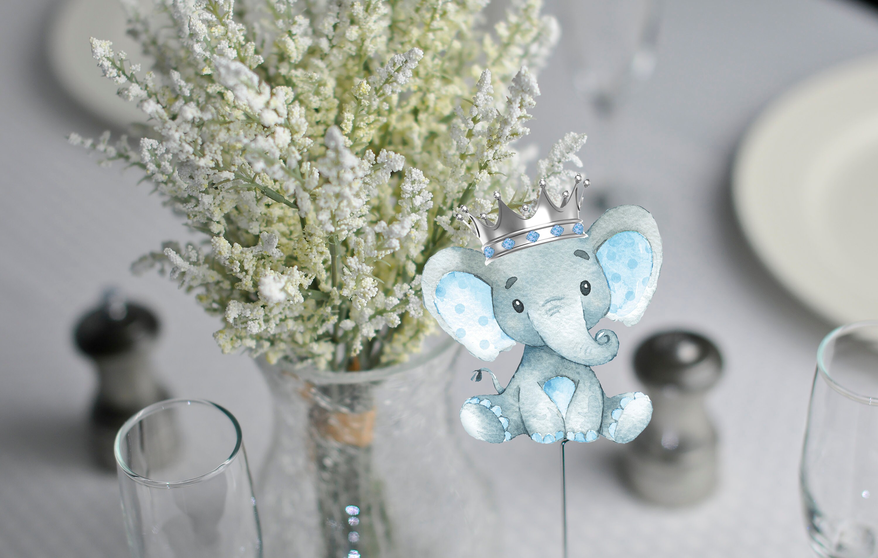 Elephant Baby Shower Centerpiece Blue Elephant Baby Shower - Etsy