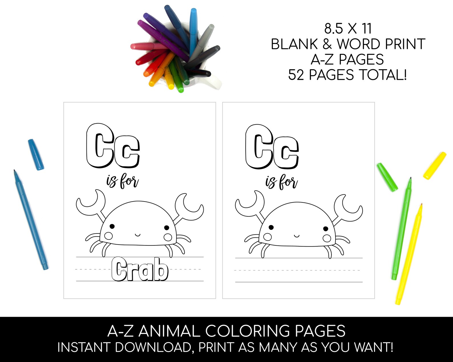 Printable ABC Animal Coloring Book Animal Alphabet Coloring | Etsy