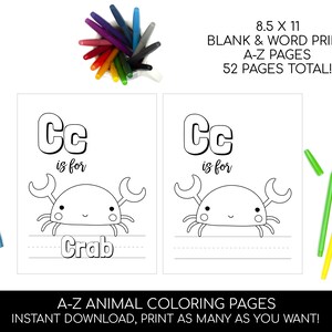 Printable ABC Animal Coloring Book Animal Alphabet Coloring Pages ABC ...