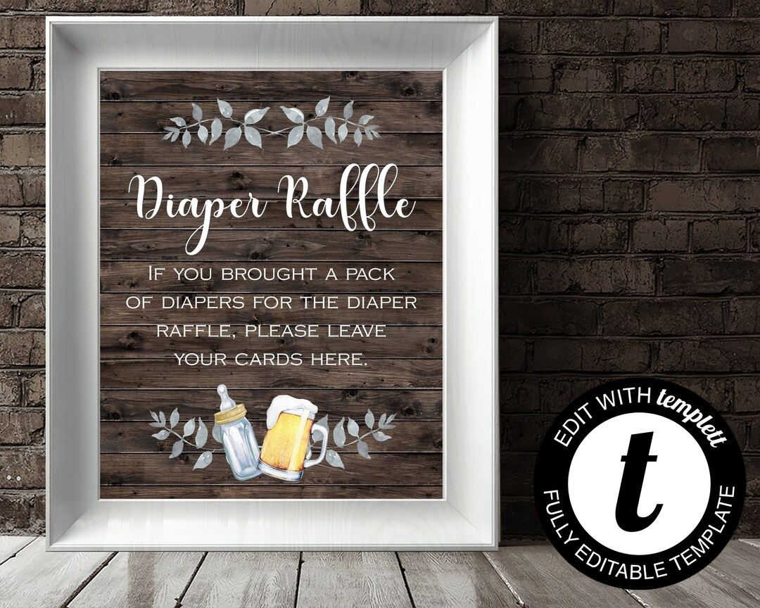 A Baby is Brewing Diaper Raffle Instruction Sign Baby Shower Diaper ...