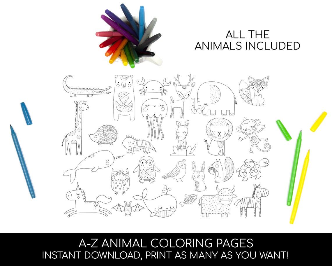 Printable ABC Animal Coloring Book Animal Alphabet Coloring | Etsy