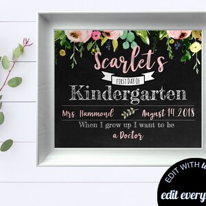 First Day of School Sign Back to School Chalkboard Any Grade Editable ...