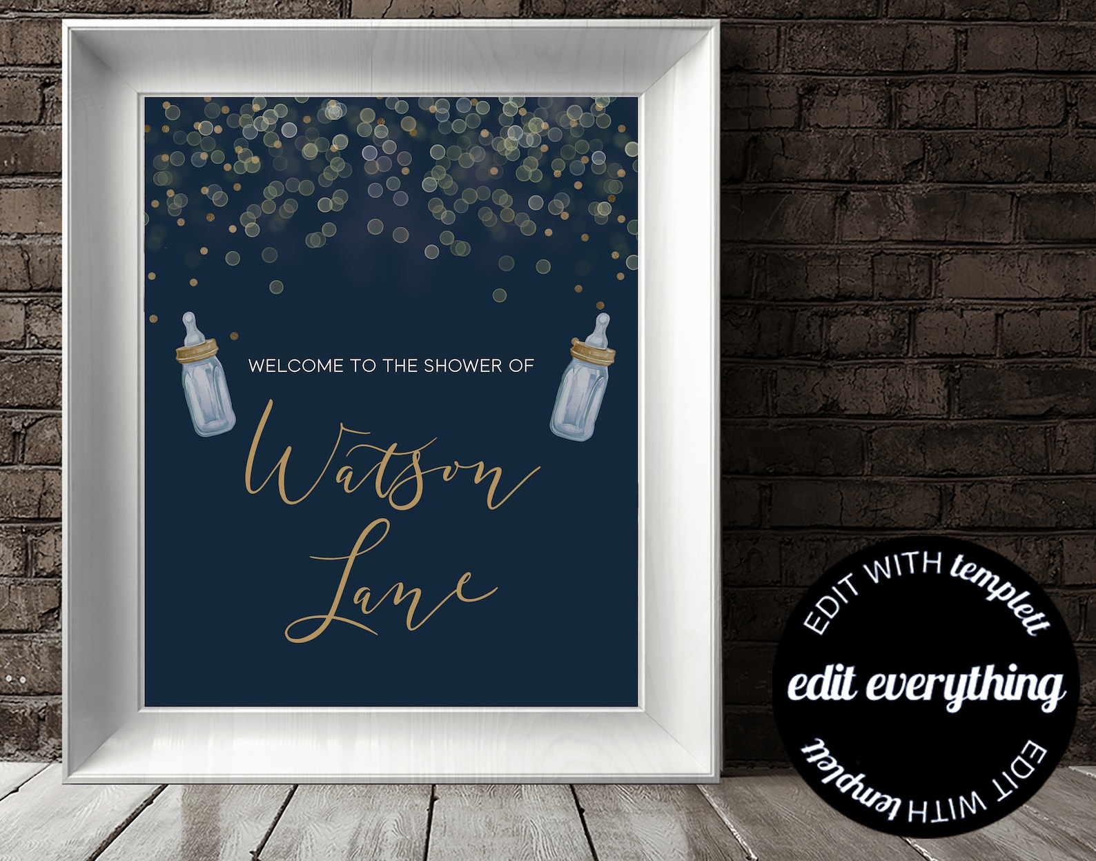 Poppin' Bottles Baby Shower Welcome Sign Navy and Gold Baby Shower ...