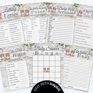 Twin Bear Baby Shower Games Printable Baby Shower Games Package Baby ...