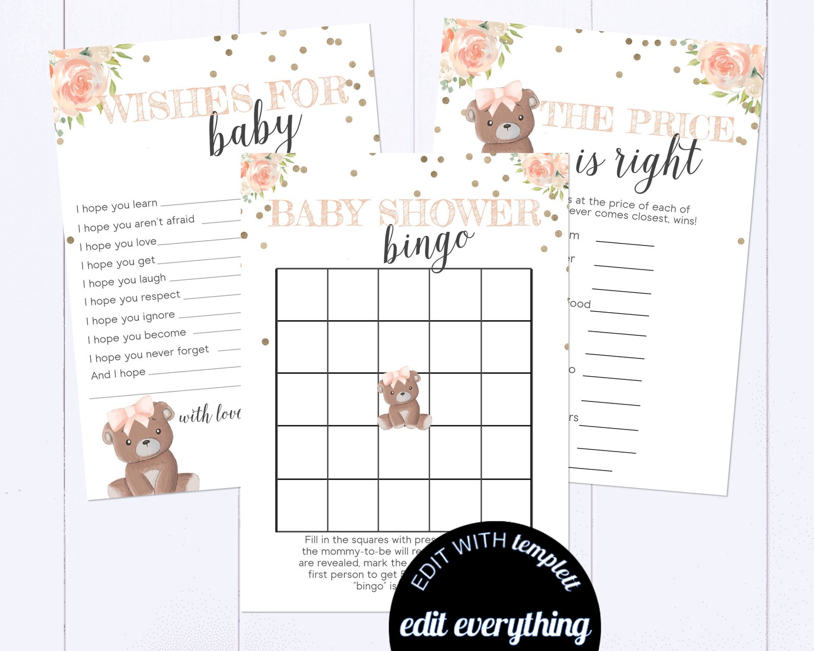 Bear Baby Shower Games Printable Baby Shower Games Package | Etsy