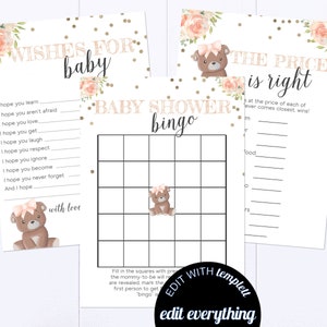 Bear Baby Shower Games Printable Baby Shower Games Package Baby Shower ...
