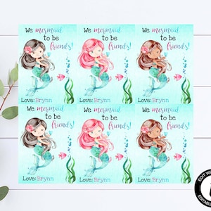 Mermaid Valentines Cards Editable and Personalized Mermaid Valentine's ...