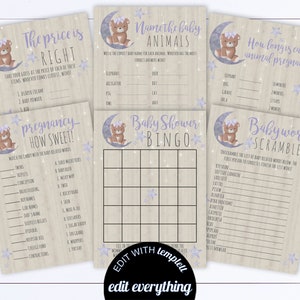 Bear Baby Shower Games Printable Baby Shower Games Package Baby Shower ...