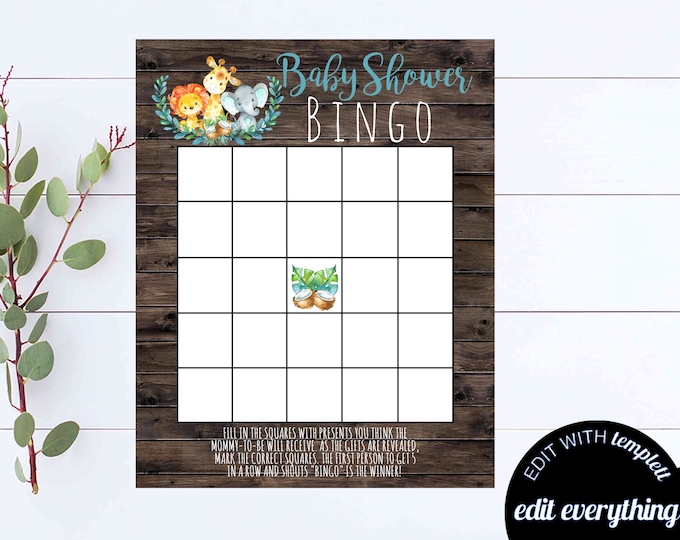 Baby Shower Bingo Cards - Baby Shower Games - Giraffe Baby Shower ...
