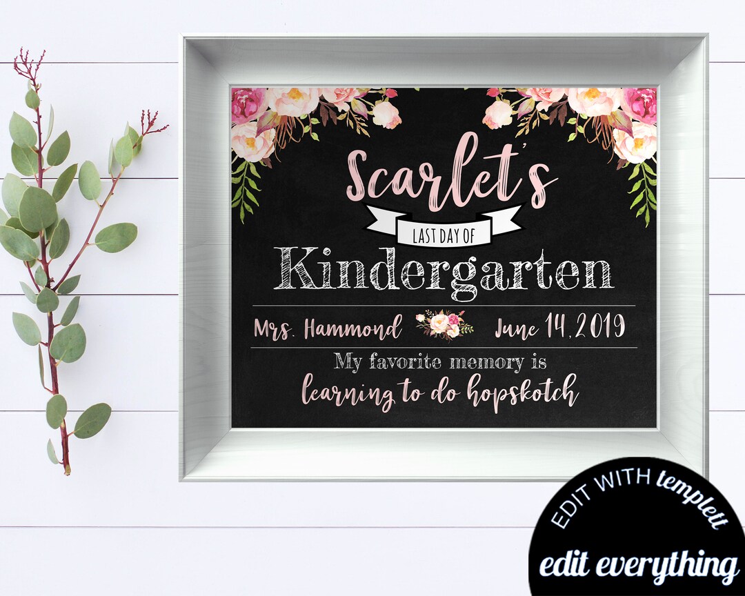 Last Day of School Sign Back to School Chalkboard Any Grade Editable ...